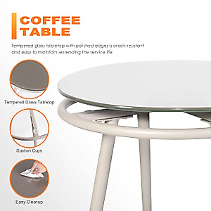 NUU GARDEN 3 Piece Outdoor Bistro Set, Woven Rope Conversation Patio Set, All Weather Patio Furniture Chairs and Table with Cushions for Garden, Deck, Backyard, Balcony, Porch, Gray