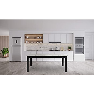 New Classic FURNITURE Celeste Dining Table for 6 with Heat Resistant Faux Marble, 64-Inch, Black Base with White & Gray top