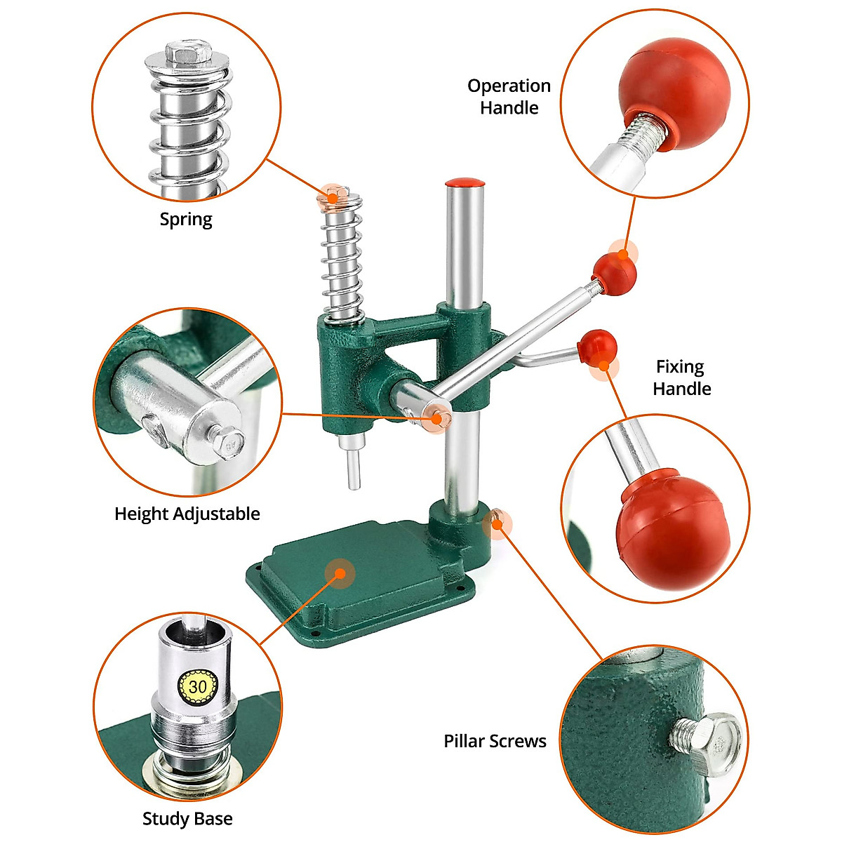QWORK Button Maker Kit with 3 Sizes Die Sets and 300 Buttons, 11/16", 1", 1-3/16" (18, 25, 30mm) Diameter Hand Fabric DIY Button Making Punch Cloth Button Cover Making Machine Tool