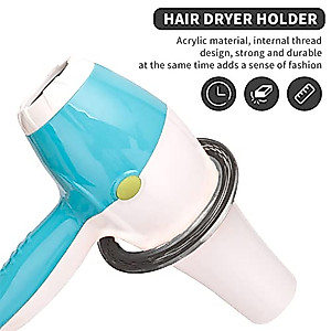 Hair Dryer Holder Wall Mount Acrylic Stripes Hair Dryer Rack Hair Care Tools Holder for Barbershop, Bathroom, Bedroom, Wall Mount Chrome Finished (Black)