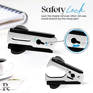 Racksey Professional Staple Remover 3 Pcs Black Staple Puller Pinch Jaw Style Staple Remover Tool with Safety Lock for Office, School and Home