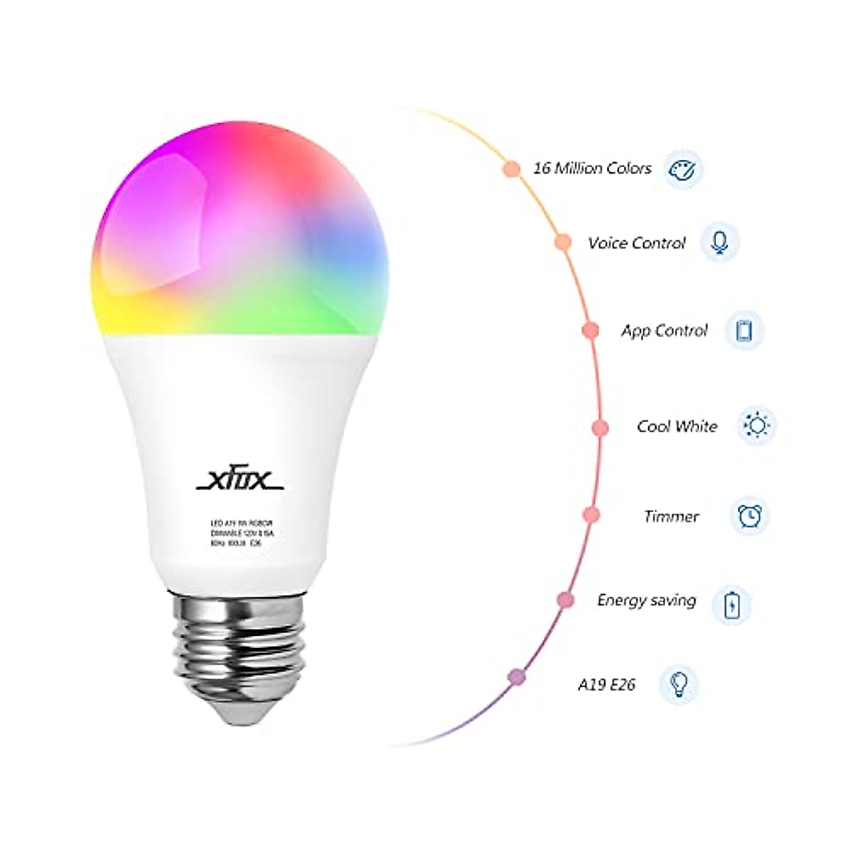 Smart Light Bulbs RGB+CCT Color Light Bulb WiFi Smart Bulbs Compatible with Alexa Google Home Smart Things No Hub Required Dimmable LED A19 E26 Multicolor High CRI High Brightness 9W 800LM 4Pack