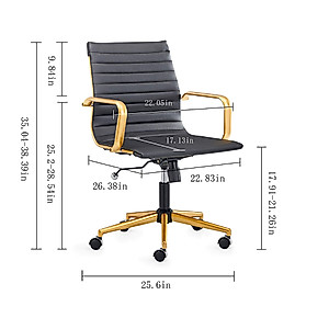 Hioryllks Black Gold Office Chair Black Gold Office Desk Chair Modern Office Chair Ergonomic Cute Desk Chair (3011 Gold Black)
