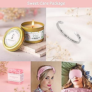 Get Well Soon Gifts, 12 Pcs Care Package Get Well Gift Basket for Sick Friends After Surgery, Feel Better Self Care/ Sympathy Gifts Thinking of you Box for Women Mom Her w/Pink Blanket