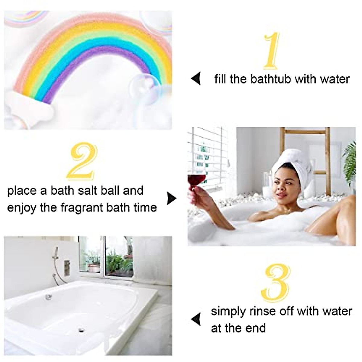 2-Pack Rainbow Bath Bombs Spa Set, 6.3oz Untra Large Size, Moisturizes Skin Contain Organic Ingredients, Natural Essential Oil