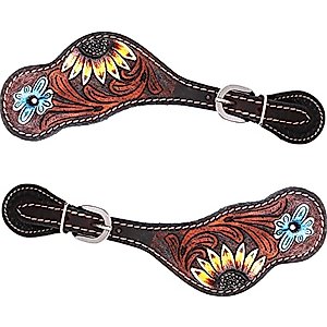 CHALLENGER Horse Western Riding Cowboy Boots Leather Spur Straps Tack 74HR02
