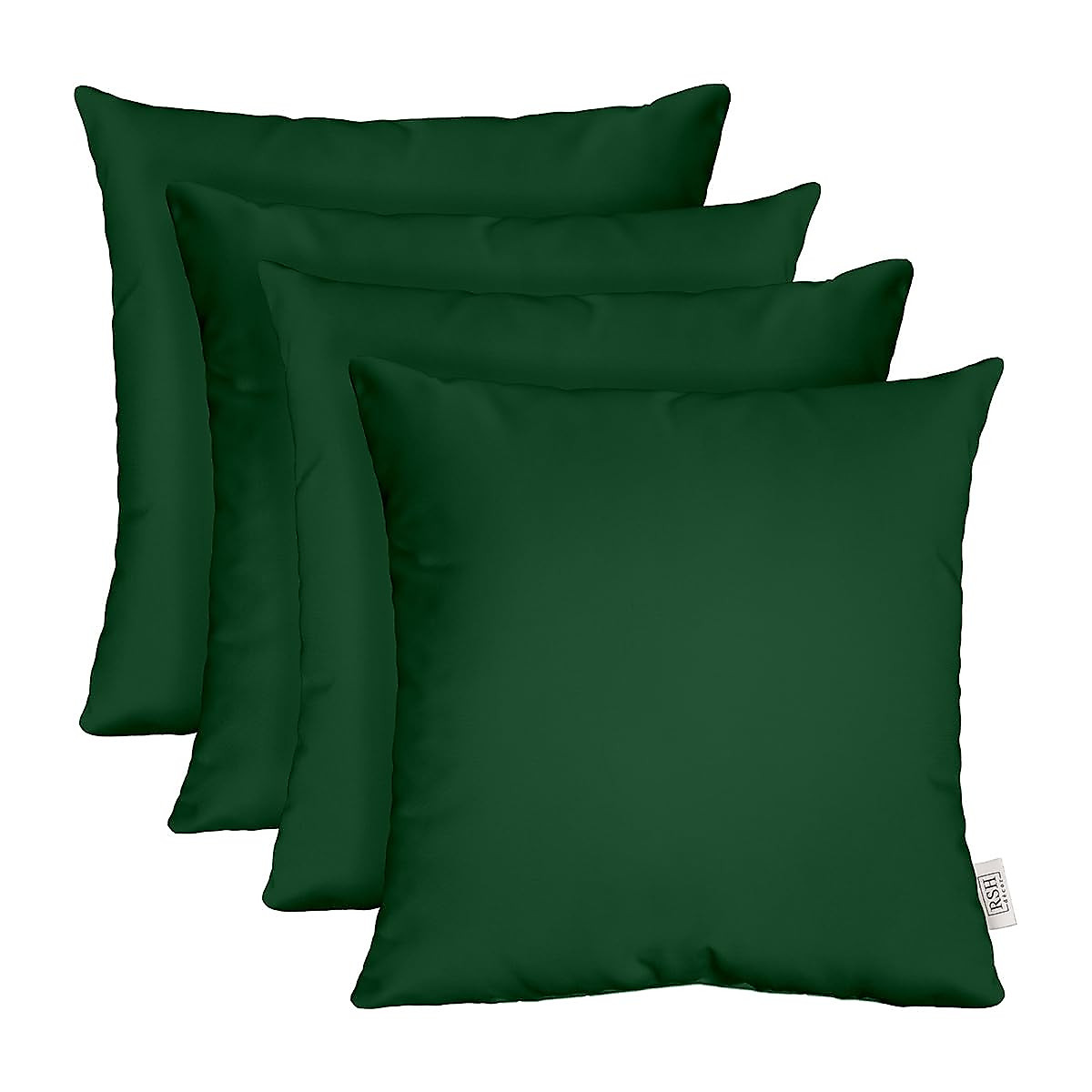RSH Decor: Square Throw Pillows Set of 4 | 17” x 17” | All-Weather Spun Fabric | Water and Fade-Resistant | Outdoor Accent Pillows for Patio Furniture | Hunter Green
