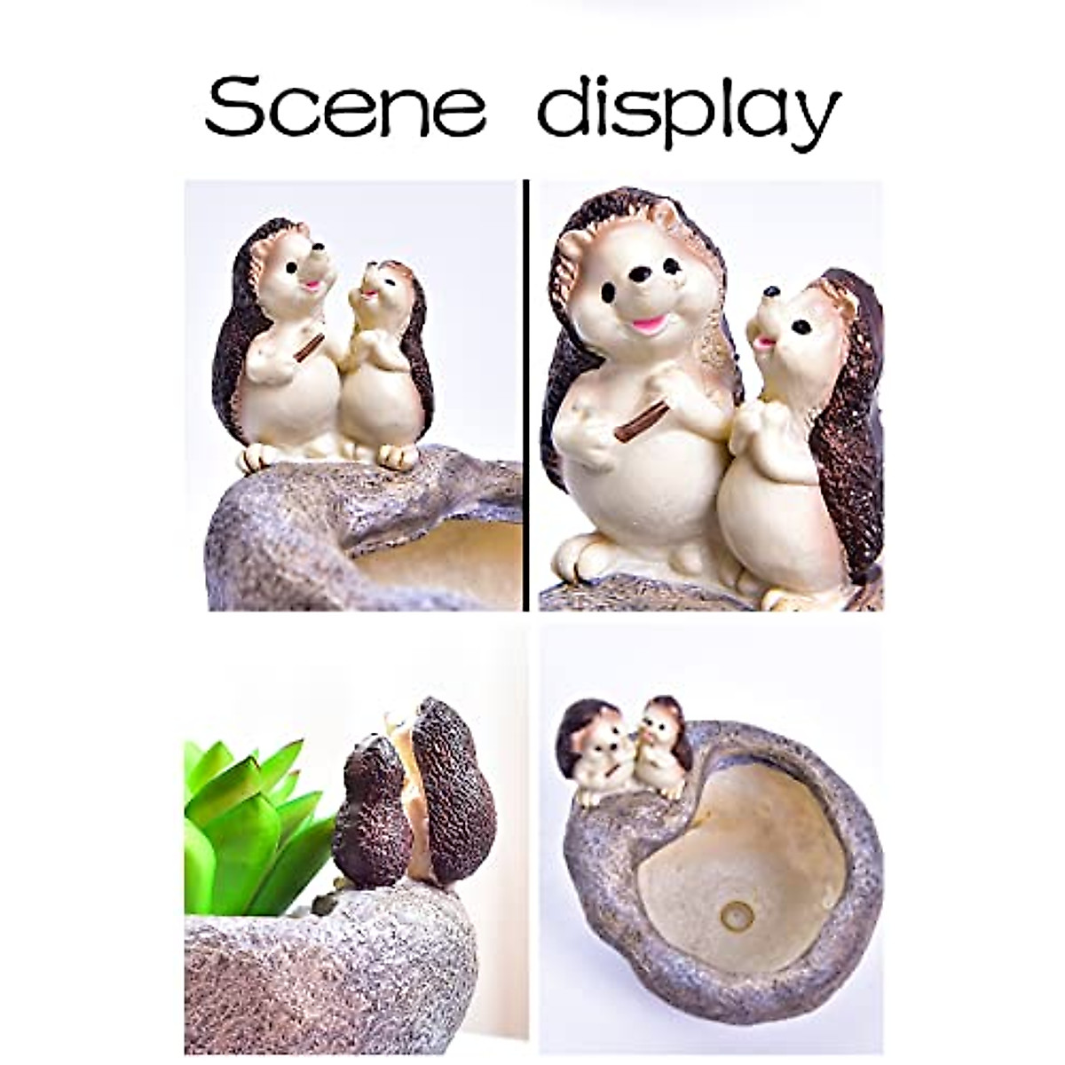 Cute Little Hedgehog Flowerpot with Drainer Garden Flowerpot Resin Succulent Potted Bonsai Plant Stand Home Desk Mini Ornaments Does Not Contain Plants