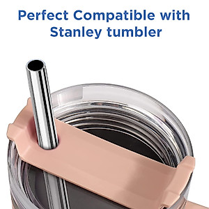 6 Pack Stainless Steel Metal Straws Replacement for Stanley Cup 40 oz Stanley Tumbler Accessories Straws, 0.38'' Wide 12'' Long Reusable Straws with 1 Cleaning Brush, 3 Straight 3 Bent Metal Straws