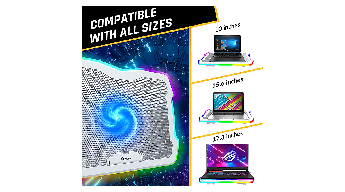 KLIM Ultimate RGB Cooling Pad - Silent & Stylish Laptop Cooler