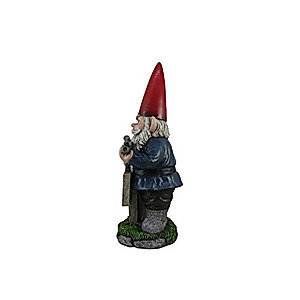 DWK "Fair Warning Don't Tread on Me Outdoor Garden Gnome Holding a Gun Statue | Garden Statues and Yard Art | Front Porch Decoration | Patio Decor for Your Home - 16"