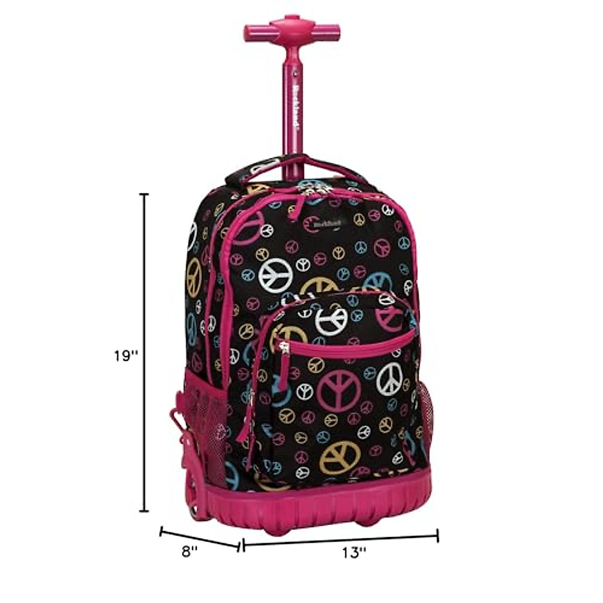 Rockland Single Handle Rolling Backpack, Peace, One Size