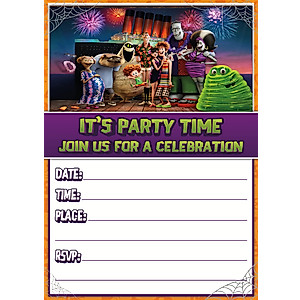 Set of 20 Hotel Transylvania -Themed Happy Birthday Invitation Cards & Envelopes - Lightweight (240g), Postcard Style Invites for the Perfect Party Pack