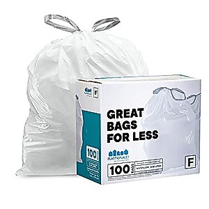 Plasticplace TRA155WH Code F Compatible (100 Count) │ White Drawstring Garbage, Liners 6.5 Gallon / 25 Liter │ 21.75" x 20"