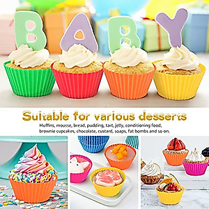 Lingtoolator upcake Liners, Set of 36 Muffin Baking Cups, Nonstick Silicone Muffin Liners, Reusable No Stick Silicone Cupcake Molds, 2.75” Silicone Cupcake Baking Cups, mini Multicolored