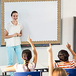 Burlap Scalloped Border Trim, Bulletin Borders Stickers, 66 ft Back to School Decoration Borders for Bulletin Board/Black Board Trim, Teacher Student Use for Classroom School Decoration