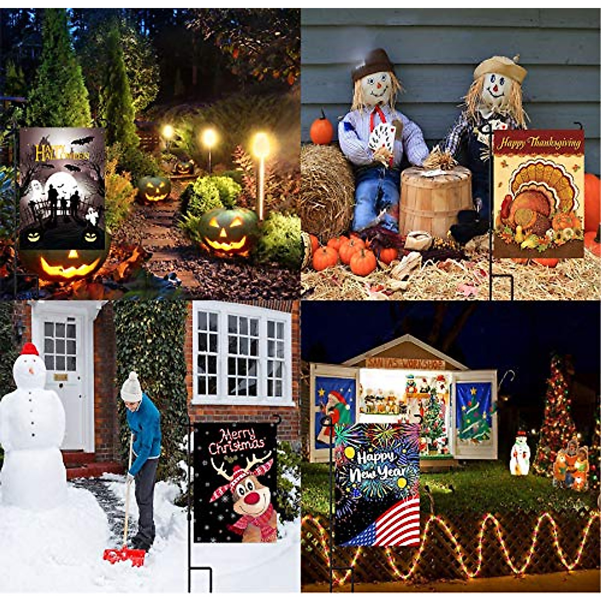 Seasonal Garden Flags Set of 12 Double Sided Burlap 12.5 x 18 Inch House Flags,Small Garden Flags for Outside,Easter Spring Summer Garden Flags,Seasonal Flags for Outdoor Decorations Flags