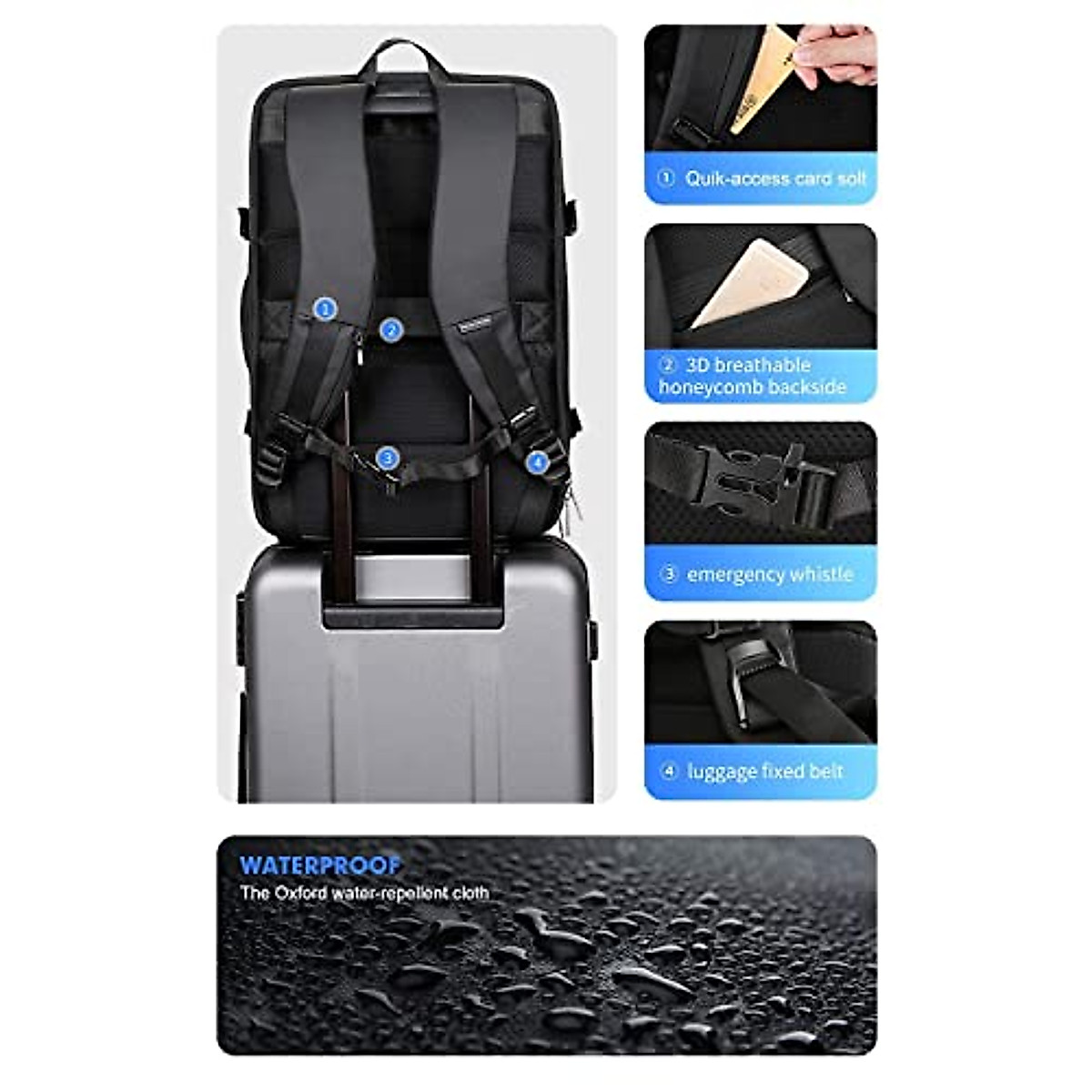 MARK RYDEN 23/40L Carry on Travel Backpack Fits 17.3'' Laptop&Slim Crossbody Bag Fits 7.9'' iPad