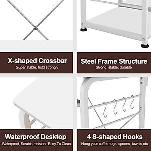 DlandHome 35.4 inches Microwave Cart Stand Kitchen Utility Storage 3-Tier for Baker Rack & Spice Rack Organizer Workstation Shelf,White