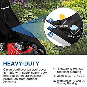 Outdoors Lawn Mower Cover, Heavy Duty 420D Lawn Mower Covers Polyester Oxford Outdoor Waterproof Universal UV Dust Protection Universal Fit Push Mower with Drawstring & Cover Storage Bag (Black)