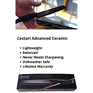 Cestari Bread Knife Bundle 6 inch Advanced Ceramic Knife for Slicing Homemade Bread and Bench Knife for Preparing Dough