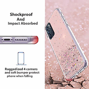 Compatible with Oppo Reno 6 5G Case Glitter Clear Green,Oppo Reno 6 5G Phone Case Silicone Transparent Soft TPU Women Girls Shockproof Protective Slim Cover (Pink)