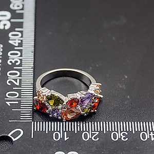 Silver Angel Multicolor Ring Cubic Zirconia Mother's Day Jewelry for Mom Her Band Ring for women (7)