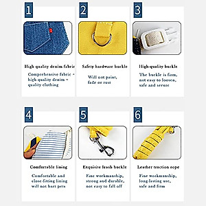 Pet Rabbit Dresses, 5 Pcs Denim Small Animal Harness Vest and Leash Set, Guinea Pig Clothes with Mini Hat Bag, Towing Rope Accessory Set for Bunny Rabbits Hamsters Mini Cats Dogs and Small Animals, M