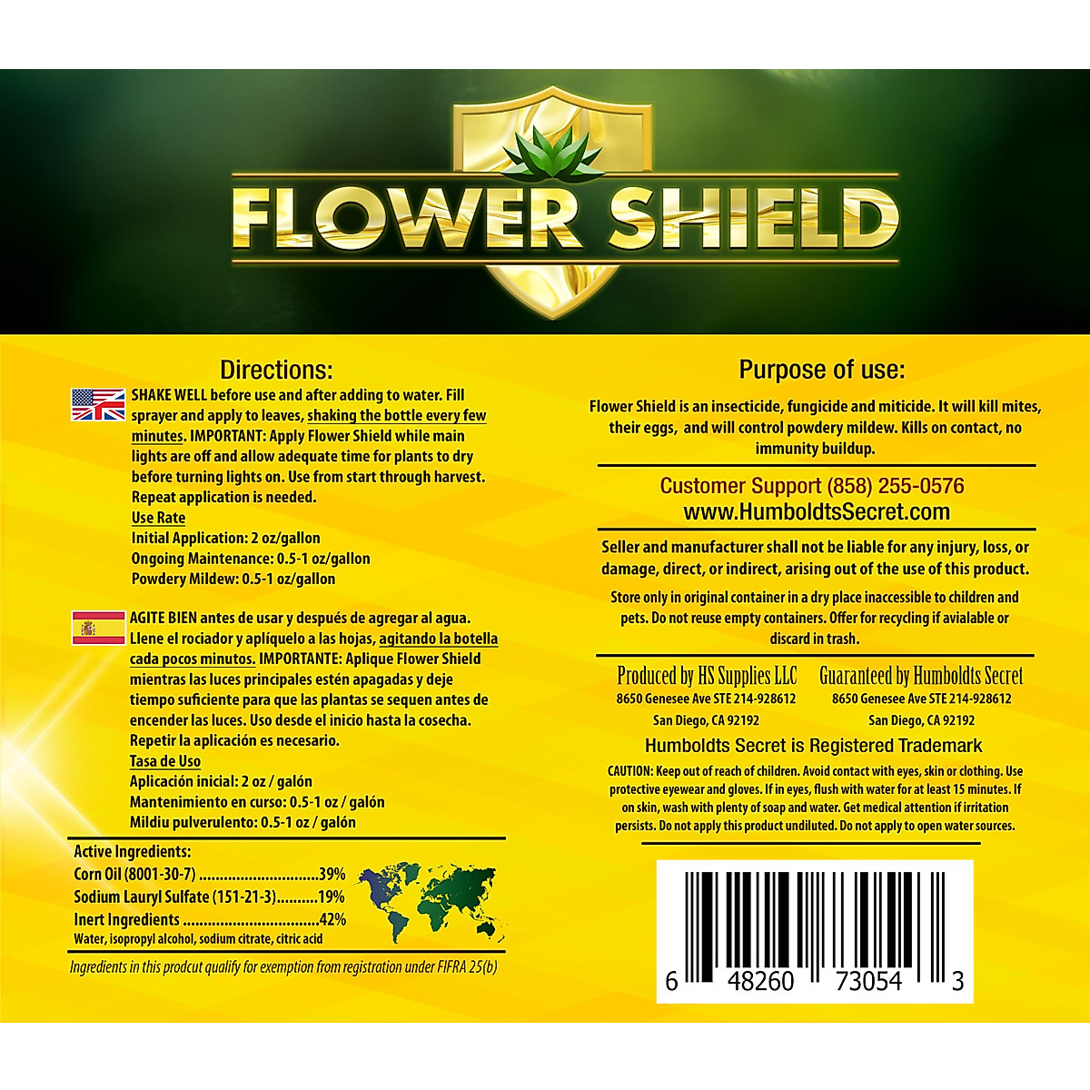 Humboldts Secret Flower Shield – Powerful Insecticide – Pesticide – Miticide – Fungicide – Bug Spray – Spider Spray – Plant and Flower Protection – Healthy Treatment for Pests and Fungus (32 Ounce)