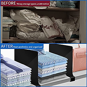 Black 4 PCS Shelf Dividers for Closet Organization Acrylic Clear Closet Shelf Divider for Wooden Shelving Suitable for Wooden or Vertical Shelves Or Bedroom, Kitchen and Office