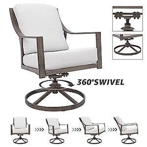 NATURAL EXPRESSIONS 5-Piece Outdoor Patio Dining Set, 4pcs Patio Swivel Rocking Chairs and 38’’ Round Dining Table with 1.65’’ Umbrella Hole
