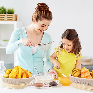 Geetery Set of 12 Proofing Basket, 10 Inch Round Oval Cane Bread Proofing Baskets with Sourdough Bread Baking Supplies, Making Kit for Dough Baking