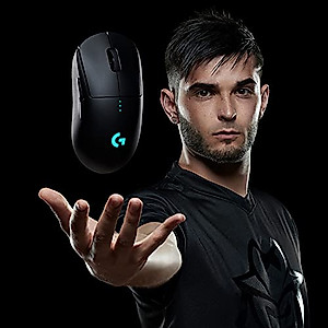 Logitech G PRO Wireless Gaming Mouse, Hero 16K Sensor, 16,000 DPI, RGB, Ultra Lightweight, 4 to 8 Programmable Buttons, Long Battery Life, On-Board Memory, Built for Esport, PC / Mac - Black