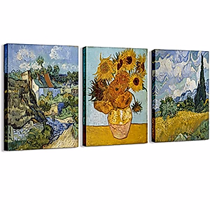 AnZhongArt van gogh canvas wall art -canvas art-van gogh -Sunflower Pictures-Bathroom living room bedroom wall art decoration 12"x16"x3 Piece