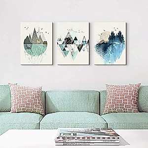 Abstract Mountain in Daytime Canvas Prints Wall Art Paintings Abstract Geometry Wall Artworks Pictures for Living Room Bedroom Decoration, 12x16 inch/piece, 3 Panels Home bathroom Wall decor posters