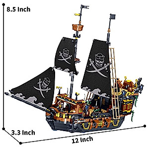 Mesiondy Pirate Ship Model，Pirate Ship Model Mini Building Blocks Kit, MOC Pirate Ship Building Sets for Boys Girls 14+ (1282Pcs)