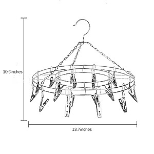Stainless Steel Sock Dryer Laundry Hanger Drying Rack Windproof Clothes Hanger with 20 Clips for Drying Socks,Clothes,Hats,Baby Clothes,Towels,Underwear and Gloves
