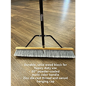 American Select Tubing Pbma24004-2 Heavy Duty 24" Multi-Surface Push Broom with Silver/Black Handle (2 Pack)