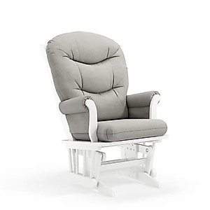 Dutailier Adele 0415 Wooden Glider Chair, White/Light Grey