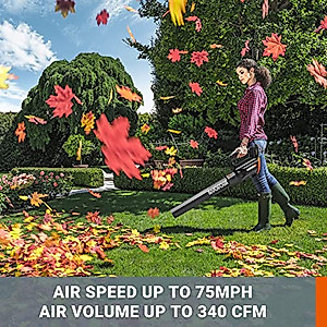 WORX Cordless Leaf Blower 20V WORXAIR Turbine Blower WG547.2 for Lawn Care Yard Work, 2 Variable Speed Control, 1 * 4.0 Ah Battery & Charger Included