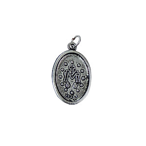 Catholica Shop Catholic Religious Wear Our Lady of Grace Oxidized Silver Medal Pendant with Blue Enamel - 0.59" Width x 1" Length - Lot of 6