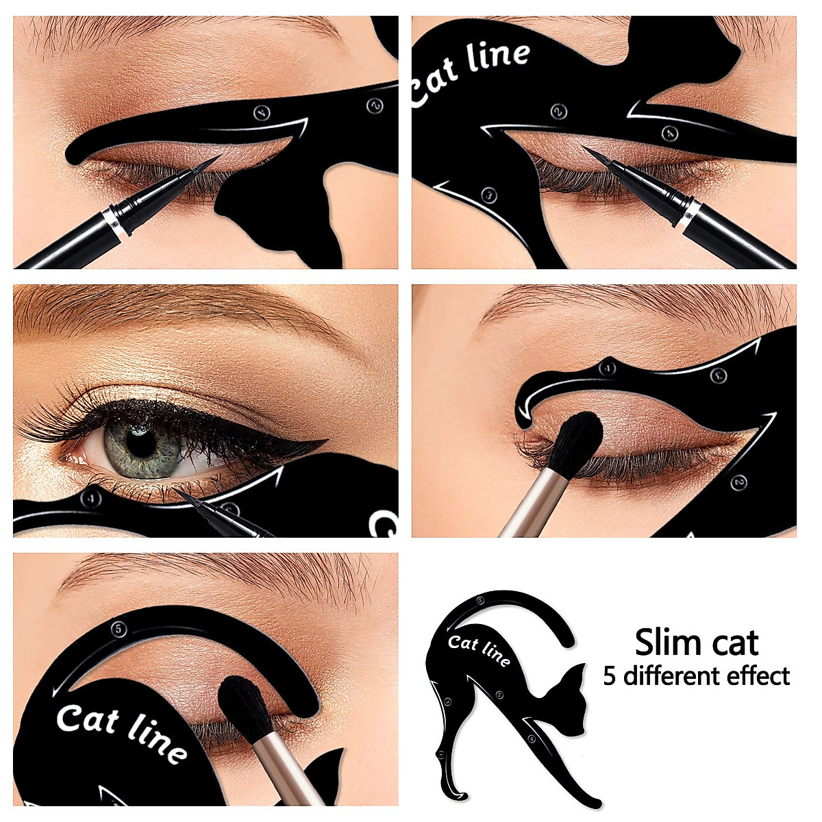TailaiMei Eyeliner Stencils, Soft Silicone Material Smoky Eyeshadow Applicators Guide Template Tool