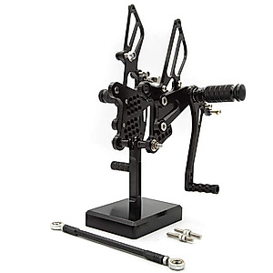 CNC ZX6R 09-20 Motorcycle Adjustable Rearsets Foot Pegs Rear Set Footpeg Brake Shift Pedal Compatible with Ninja 600 ZX6R ZX636 2009-2020 Black