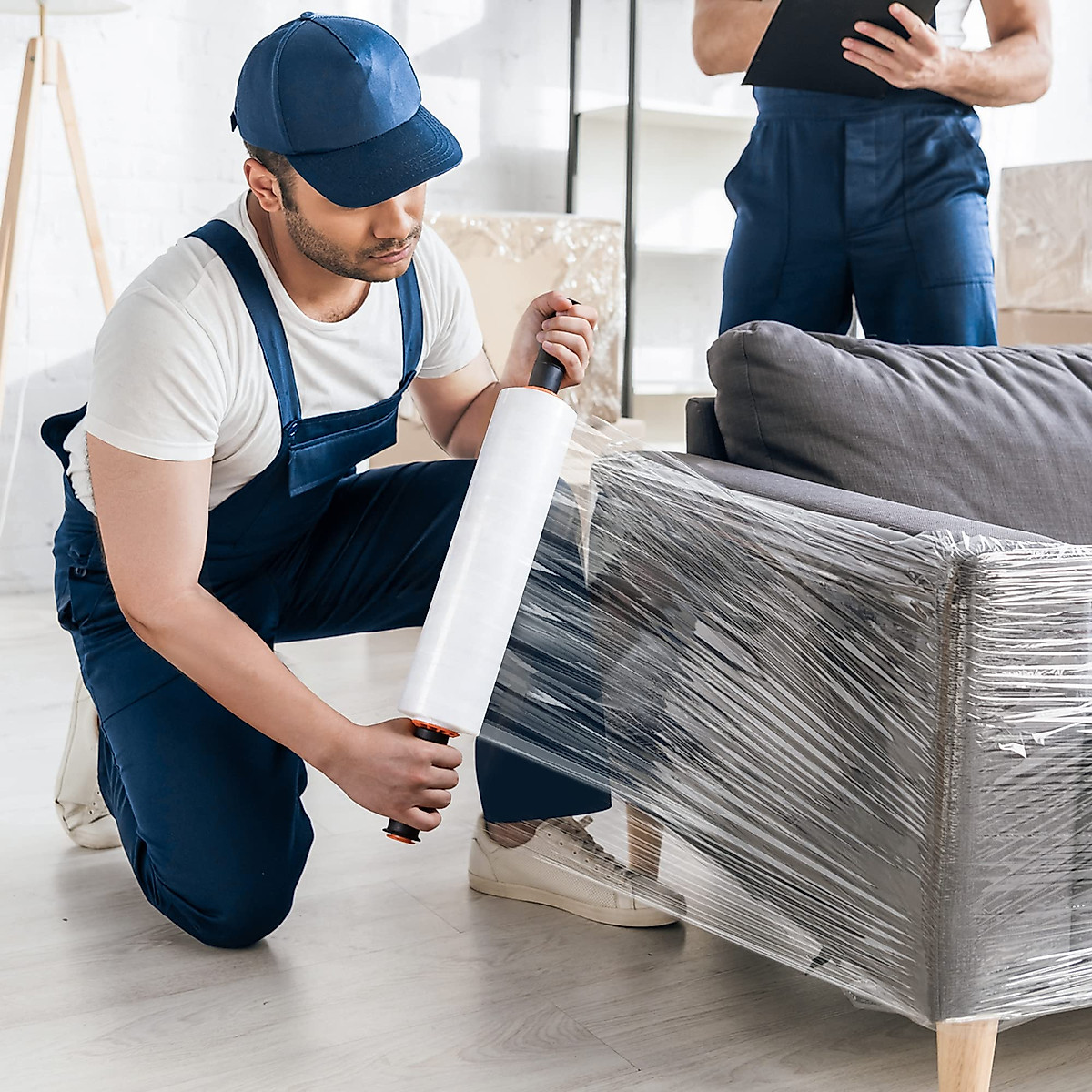 JARLINK Stretch Film, 15 Inch x 1000 Feet Shrink Wrap for Pallet Wrap, Industrial Strength Stretch Wrap with Handles, Moving Wrapping Plastic Roll, 60 Gauge, 2 Pack, Clear