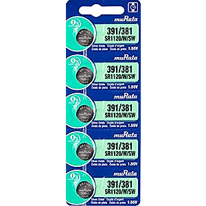 Murata 381/391 Battery SR1120/W/SW 1.55V Silver Oxide Watch Button Cell (5 Batteries)