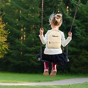 MT WORLD Toddler Mini Canvas Backpack - Personalized Vintage Daypack for Kids, Custom Monogram