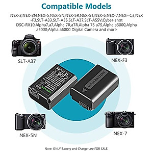 NEEWER NP-FW50 Camera Battery Charger Set Compatible with Sony ZV-E10 A7 A7R A7RII A7II A7SII A7S a6300 a6400 a6500 RX10 Series, 2 Pack 1100mAh Replacement Batteries, Micro USB&Type C Dual Charger