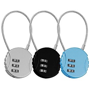 3 Pack Small Combination Lock, 3 Digit Luggage Locks Locker Lock, Resettable Digit Padlock for Gym, Luggage, Outdoor Fence, Case(Black, Silver, Blue)