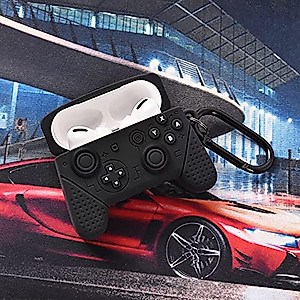 AIRSPO AirPods Pro Case 3D Cute Cartoon Silicone AirPod Pro Case Cover Funny Game Controller Protective Skin for AirPods Pro with Keychain for Girl Boys Teens（Black）