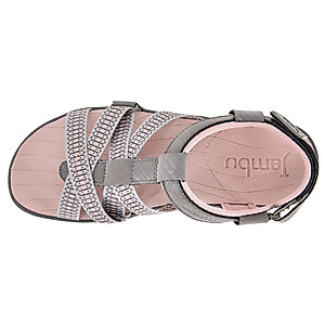 Jambu Women's Bay Encore Water Ready Flat Sandal, Charcoal/Rose, 8